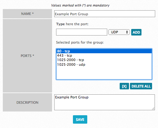 Defining a Port Group in a Policy | AT&T Cybersecurity